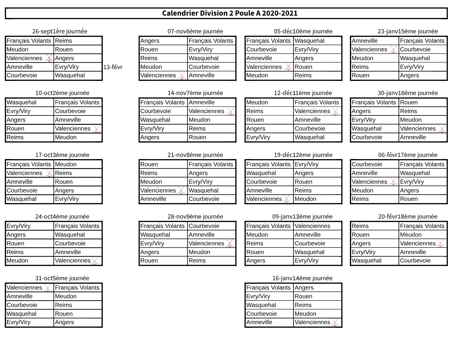 Matchs championnat D2 - VHHC